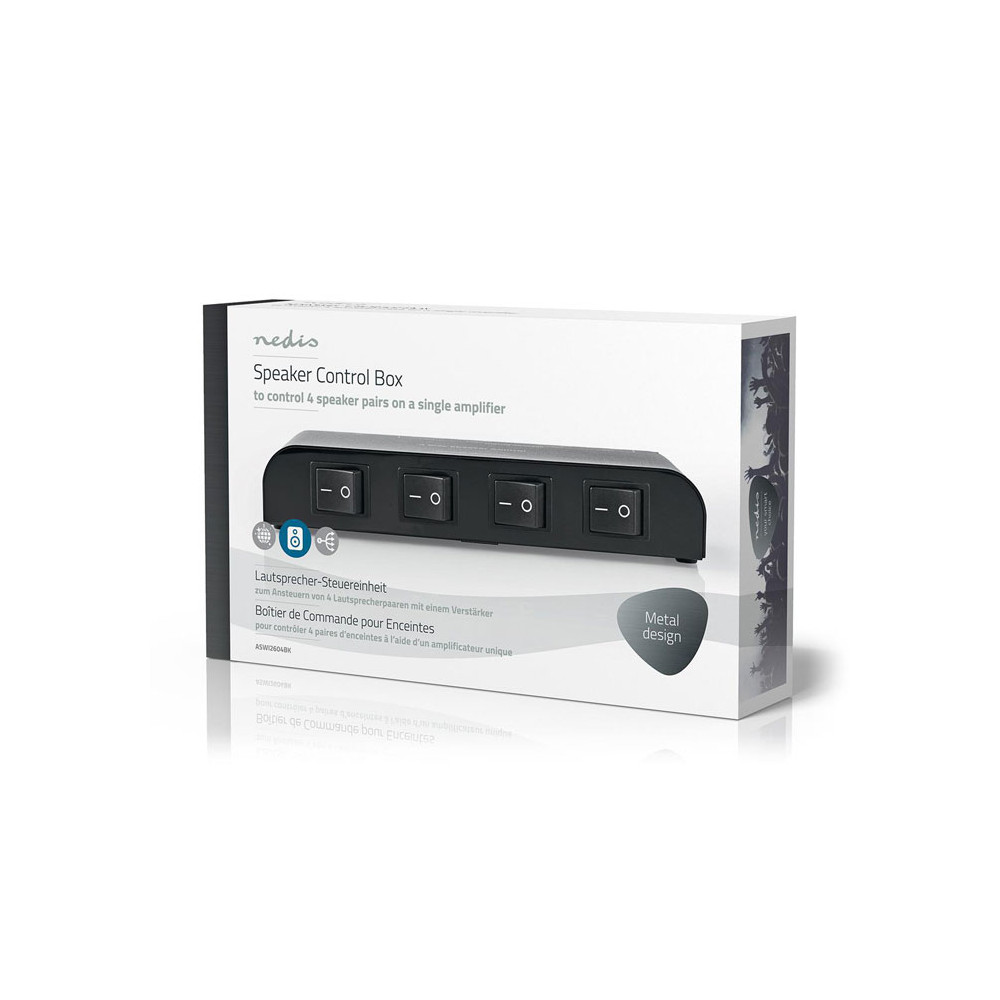 NEDIS ASWI2604BK Speaker Control Box 4-Way Terminal Clamp Black ...